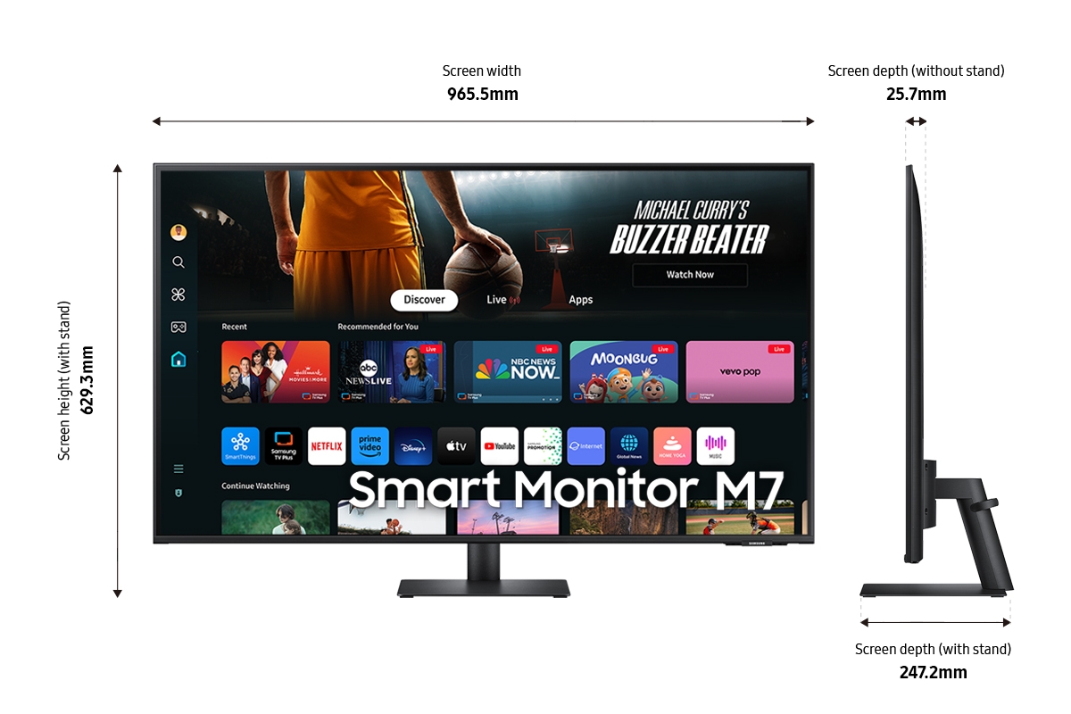 Smart Monitor 43-Inch M70D 4K UHD Monitor | Samsung US