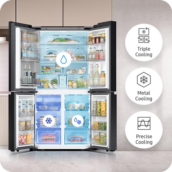 Bespoke 4-Door Flex™ Refrigerator (29 cu. ft.) with Beverage Center™ in ...