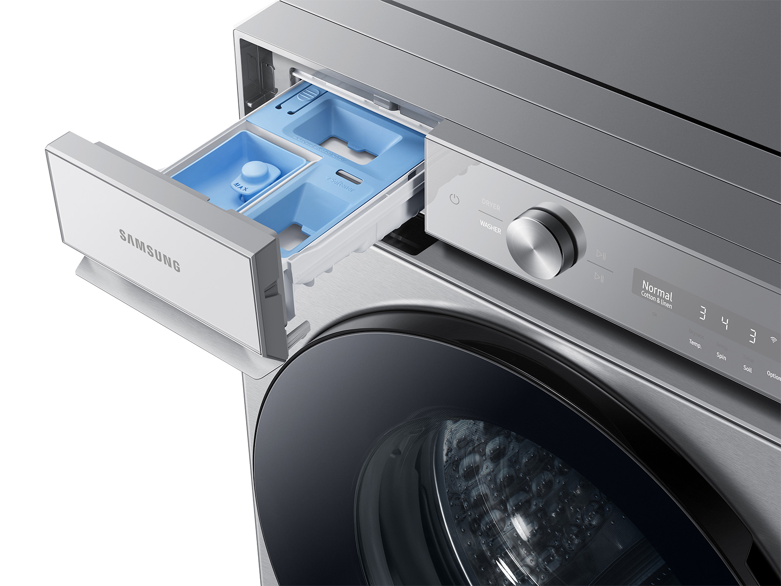 Silver Steel Smart Washer 8700 | Bespoke | Samsung US