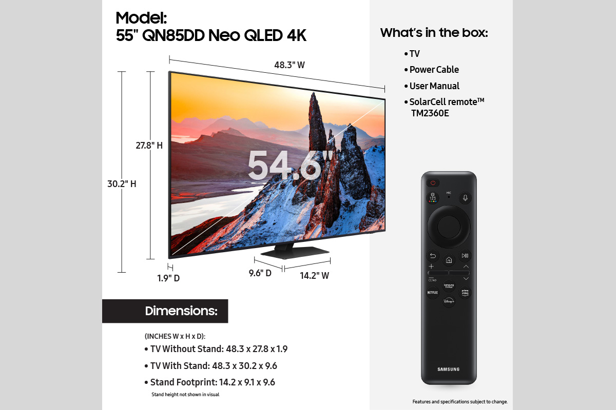 55" Class QN85DD Samsung Neo QLED 4K TVs - QN55QN85DDFXZA | Samsung US