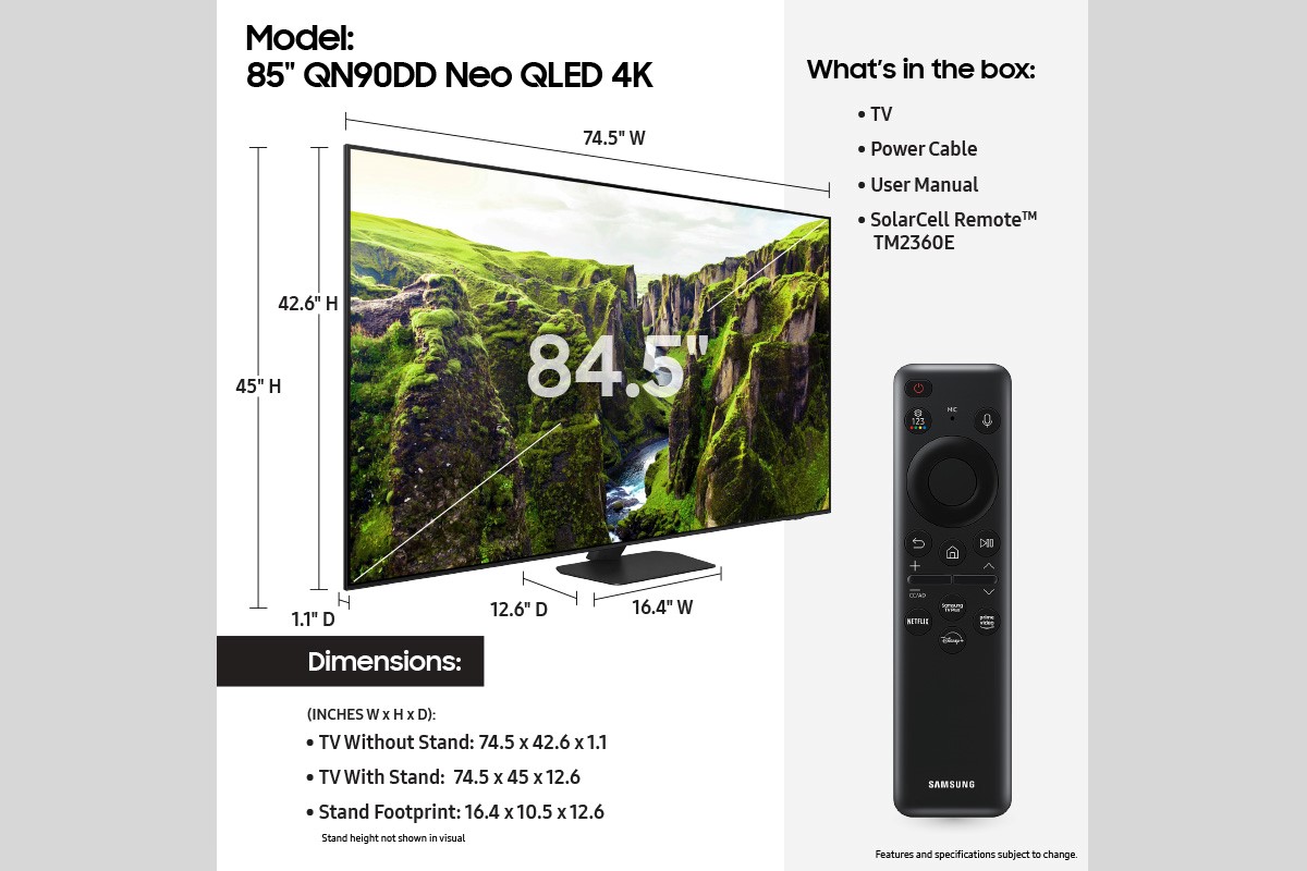 85" Class QN90DD Samsung Neo QLED 4K TVs - QN85QN90DDFXZA | Samsung US