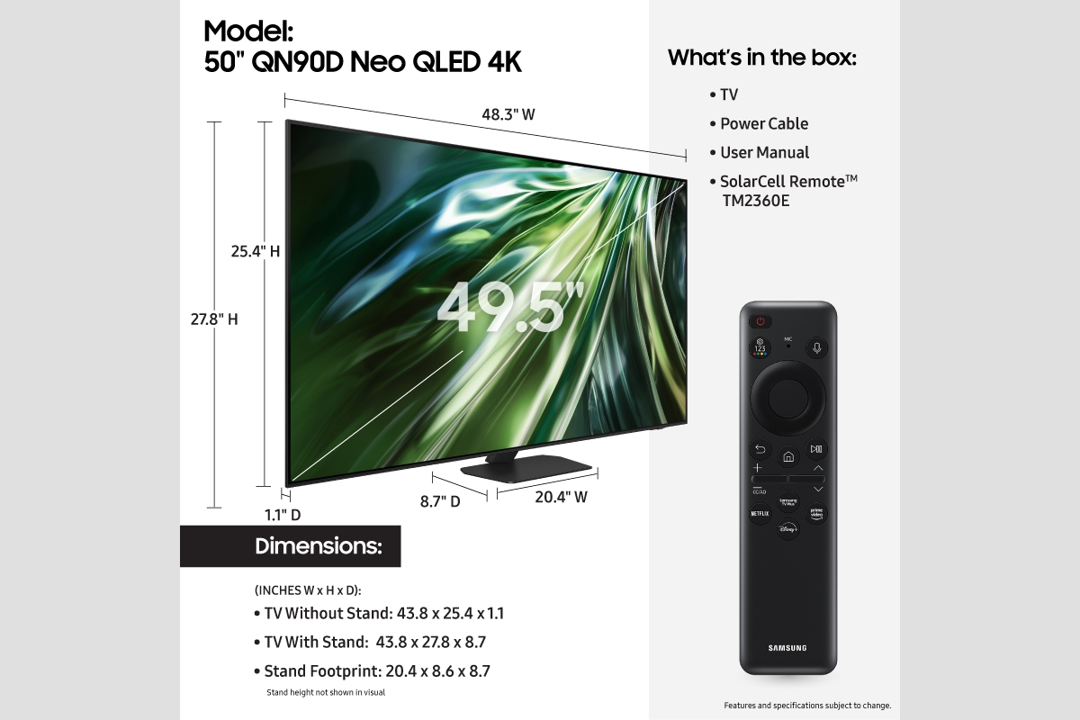 50 Class Smart Neo QLED Mini LED 4K TV QN90D 2024 Samsung US 50 Class Smart Neo QLED Mini LED 4K TV QN90D 2024 Samsung US